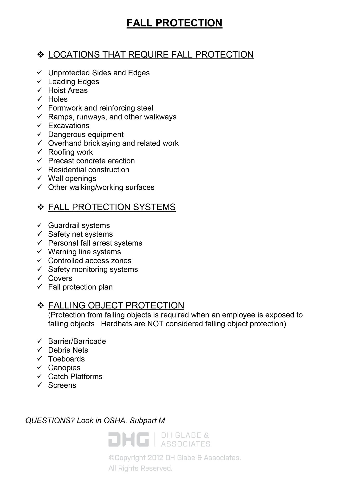 Fall Protection Basic Safety Information | DH Glabe & Associates